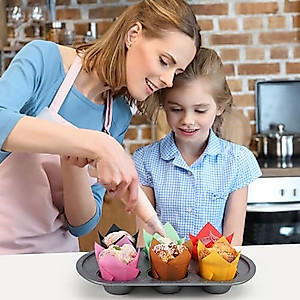 Caperci Standard Tulip Cupcake Liners for Baking 120 Counts - Greaseproof Muffin Baking Cups for Wedding Birthday Party Baby Shower Festivals Christmas (Natural/White/Brown)