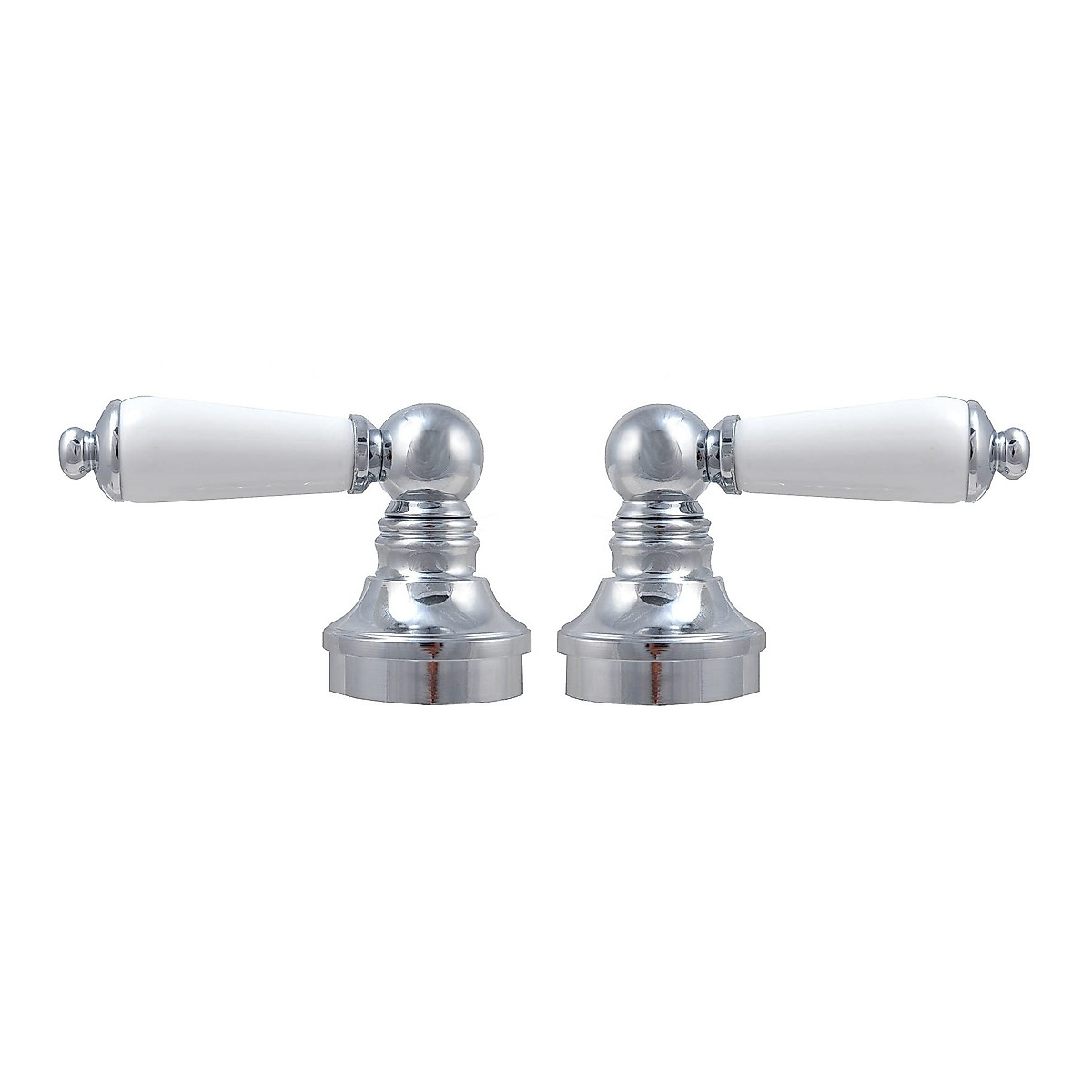 Fit Price Pfister Lever Porcelain Handles, Fit Pfister Compression Stems 12 Spline Connection, with Chrome Plated Trim - by PlumbUSA