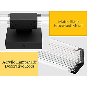 Ralbay 59inch Matte Black Vanity Light Bar Matte Black Bathroom Wall Mounted Lighting Fixtures Over Long Mirror 42W 5500K White Light