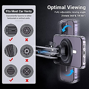 PROfezzion 2-Pack Strong Magnetic MagSafe Car Mount Vent Holder for iPhone 14, 14 Plus, 14 Pro, 14 Pro Max, iPhone 13 12 Pro Max Mini & MagSafe Case [MagSafe Ring Included for Regular Case User]
