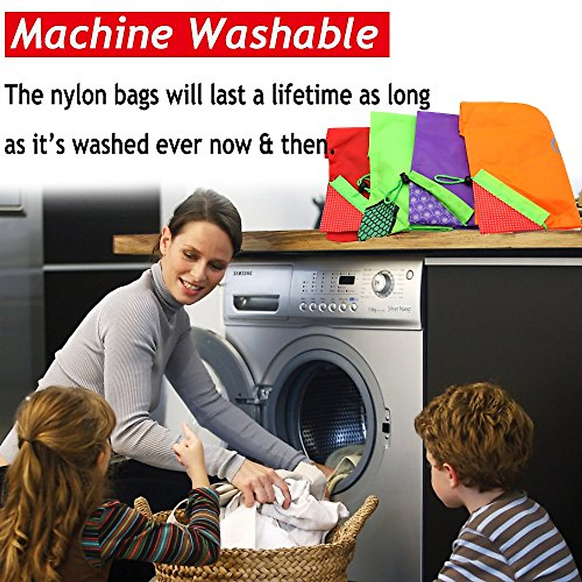 YUYIKES 10PCS Fruits Reusable Grocery Shopping Tote Bags Folding Pouch Storage Convenient for Travel