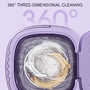 Foldable Mini Small Portable Washer Washing Machine Folding Washing Machine Bucket Washer for Clothes Laundry for Apartment Laundry Camping RV Travel Underwear Socks Clothes 9L Purple