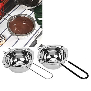 2 Pack Stainless Steel Double Boiler Pot, Chocolate Melting Pot Soap Candle Candy Making Tool Kit Wax Melting Heat Proof Bowl for Melting Chocolate, Butter, Cheese(Green+Red)