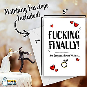 Super Funny Engagement Card by Witty Yeti. 5"x7" Fun Greeting Card. Hilarious Adult Wedding Gift for Bride or Groom. Perfect Way to Say Congratulations at Bridal Shower, Bachelorette or Bachelor Party