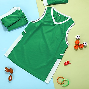 Sintege 12 Pcs Blank Basketball Jersey Youth Basketball Practice Jerseys Athletic Sports Shirts Plain Boys Team Uniform (Green)