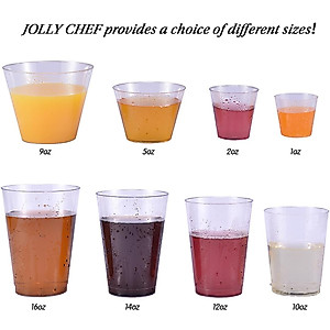 JOLLY CHEF 5 oz 100 Pack Small Glitter Disposable Cups, Glitter Plastic Cups, Disposable Plastic Shot Glasses Perfect for Parties Halloween Thanksgiving Christmas