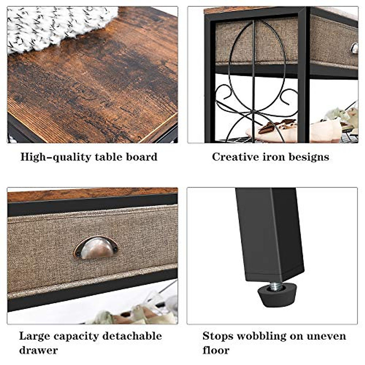 X-cosrack Shoe Rack, 4-Tier Shoe Rack Organizer Industrial Metal Closet wooden vertical Shoe Rack Storage Garage Shoe Stand for Closets Entryway Brown Black