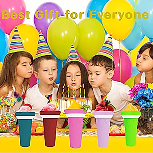 Slushie Maker Cup, TIK TOK Magic Quick Smoothie Cup, Homemade Slush and Shake Maker, Double Layer Silica Cup with Spoon & Straw for Ice Cream Maker, Milkshake, Summer (Light Blue)