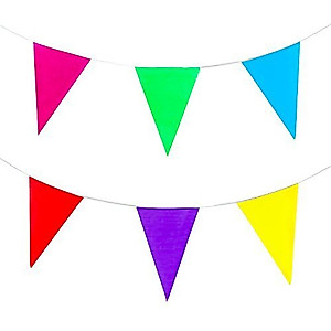 100 Foot Long Multicolored Plastic Pennant Party Rainbow String Curtain Banner for Decorations, Birthdays, Event Supplies, Festivals, Children & Adults