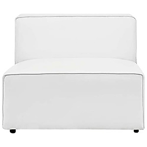 Modway Mingle Vegan Leather Sectional Sofa Armless Chair, White