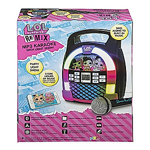 LOL Surprise! Remix OMG Bluetooth Karaoke Machine MP3 Player Portable with LED Disco Light Show, Store Hours of Music with Built in Memory, Record, Real Working Microphone, USB Port