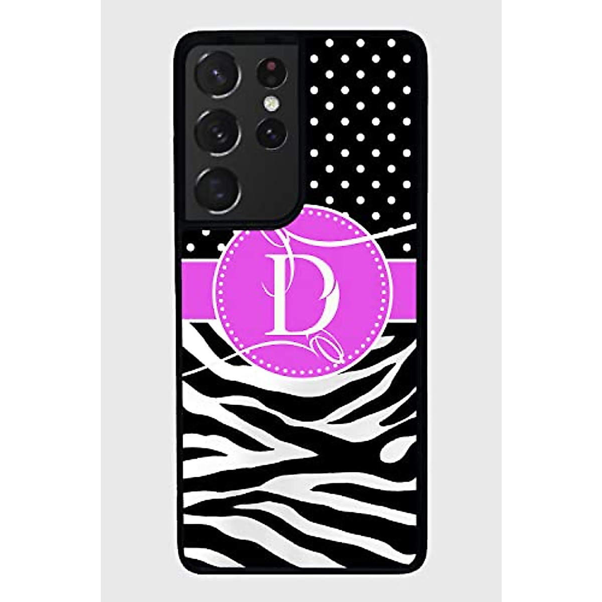 Zebra Dot Personalized Black Rubber Phone Case Compatible With Samsung Galaxy S23, S23+, S23 Ultra, S22, S22+, S22 Ultra, S21 FE, S21, S21+, S21 Ultra, S20 FE, S20 + Ultra, Note 20 Ultra,S10 S10e S10+