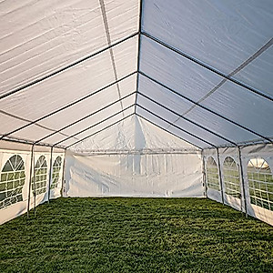 Shade Tree 30 x 20 Foot Heavy Duty Party, Event, Wedding, Carport, Canopy Shelter Tent with Windowed Sidewalls and Zippered Doorway End Walls, White