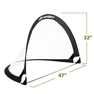 Collapsible Soccer Goal Set of 2 with Travel Bag - Ultra Portable 4 Foot Instant Pop Up Football Goal Nets for The Beach| Playground | Backyard | Camping - Kids Soccer Training Nets (Black)