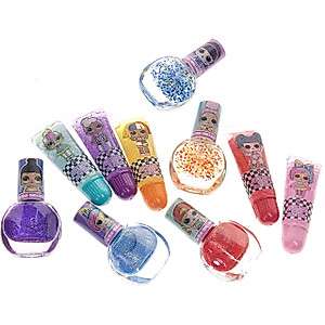 LOL Surprise Townley Girl 11 Pcs Sparkly Cosmetic Makeup Set for Kids Includes 5 Lip Gloss, 5 Nail Polish & Nail Stickers for Girls Tweens, Ages 3+ Perfect for Parties, Sleepovers and Makeovers