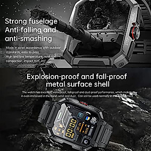 Military Smart Watches for Men, 5ATM Waterproof Rugged Grade Bluetooth Call(Answer/Dial Calls), Health Tracker for Android Phones and iPhone Compatible, 1.85" Heart Rate/Blood Pressure Watch (Black)