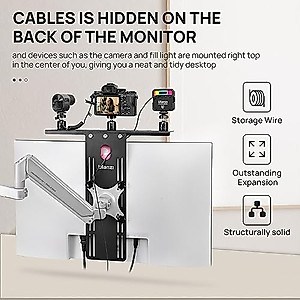 jusmo ULANZI LS16 VESA Camera Mount DSLR Monitor Top Shelf, Aluminum, Black, 3 Ballhead