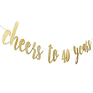Cheers to 40 Years Banner - Happy 40th Birthday Banner 40th Birthday Banner, Cheers to Celebrate the 40th Wedding Anniversary，40th Birthday Background Props for Men and Women