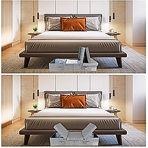 DAYARD Underbed Storage Container Bins with Lids, Under Bed Storage Organizer with Sturdy Handles Sidewalls Bottom, Foldable Clothes Bag (Set of 2) Large, Grey