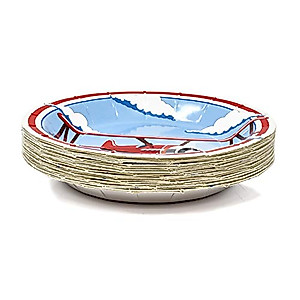 Airplane Party Supplies Tableware Set 24 9" Dinner Plates 24 7" Plate 24 9 Oz. Cups 50 Lunch Napkins Time Flies Taking Flight Plane Themed Disposable Paper Goods For Baby Shower & Birthday Party Decor