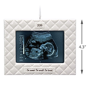 Hallmark Keepsake Christmas Ornament 2019 Year Dated Already Loved New Baby Sonogram Photo Frame Porcelain,