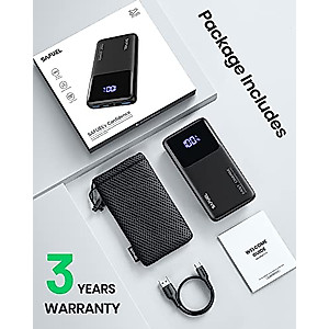 SAFUEL Portable Charger, 22.5W PD3.0 QC4.0 Fast Charge 10500mAh USB C LED Display Power Bank, Quick Charging Battery Pack with Phone Holder for iPhone 13 12 11 Samsung S20 Google AirPods iPad Tablet…