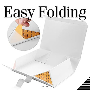 BLK&WH Large Gift Box with Ribbon 13.5x9x4.1 Inches, White Gift Box with Lid Large, Bridesmaid Proposal Box, Luxury Magnetic Box for Presents (Glossy White)