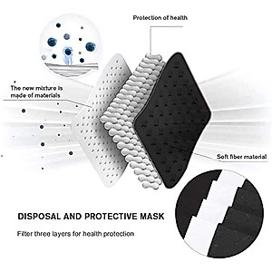 Hyegiir 100 Pack 3 Layers PLY Black Disposable Face Masks, Comfortable Elastic Earloops Face Masks,Sterile And Breathable for Daily Protection Air Pollution, Dust-proof