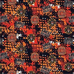 SYKEL ENTERPRISES Firefighter Fabric, by The Yard, Fire Dept Firefighters Seal, Sykel Enterprises, FIREFIGH-1180, Quilting Cotton, BTY