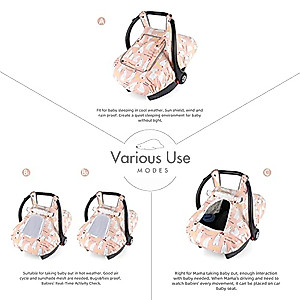 Car Seat Cover for Babies Boy&Girl, CCATTO Infant Carseat Canopy, Skylight Ventilation Design, 2 Layers Windows, Breathable Adjustable Universal Fit Baby Carrier Cover for Spring Autumn Winter