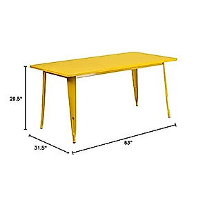 Flash Furniture Commercial Grade 31.5" x 63" Rectangular Yellow Metal Indoor-Outdoor Table
