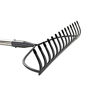 HOSKO 5FT Bow Rake，60 inches L Handle x 13.5 inches W Head Metal Bow Rake with Heavy Duty Construction for Gardening, Land Management, Yard Work, Farming and Outdoor