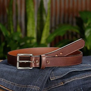 Bullhide Belts Mens Leather Belt for Casual Dress, 1.50" Wide, Brown, 44 Inches