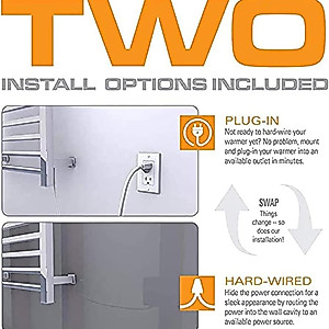 MegLob 80W Electrical Towel Rack Towel Holder & Warmer, Electric Towel Rail Warmer with 7 Heated Bars, Wall Mounted Heated Towel Rail with Smart Touch & Timer, White Towel Heated Dryer