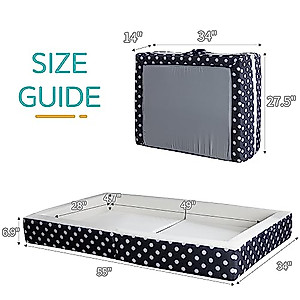 MOOITZ Toddler Bed, 3-in-1 Toddler Floor Bed: Portable, Foldable, and Travel-Friendly - Ideal Travel Bed for Toddlers and Kids, Navy Blue, 55x34 Inch