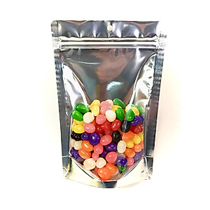 Smell Proof Mylar Food Storage Bag (50 Pack) 1 Ounce Clear Front Heavy Duty Ziplock 6x9x3 Inch Stand Up Leak Proof Foil Pouch w Hang Hole. Heat Sealable with Iron.