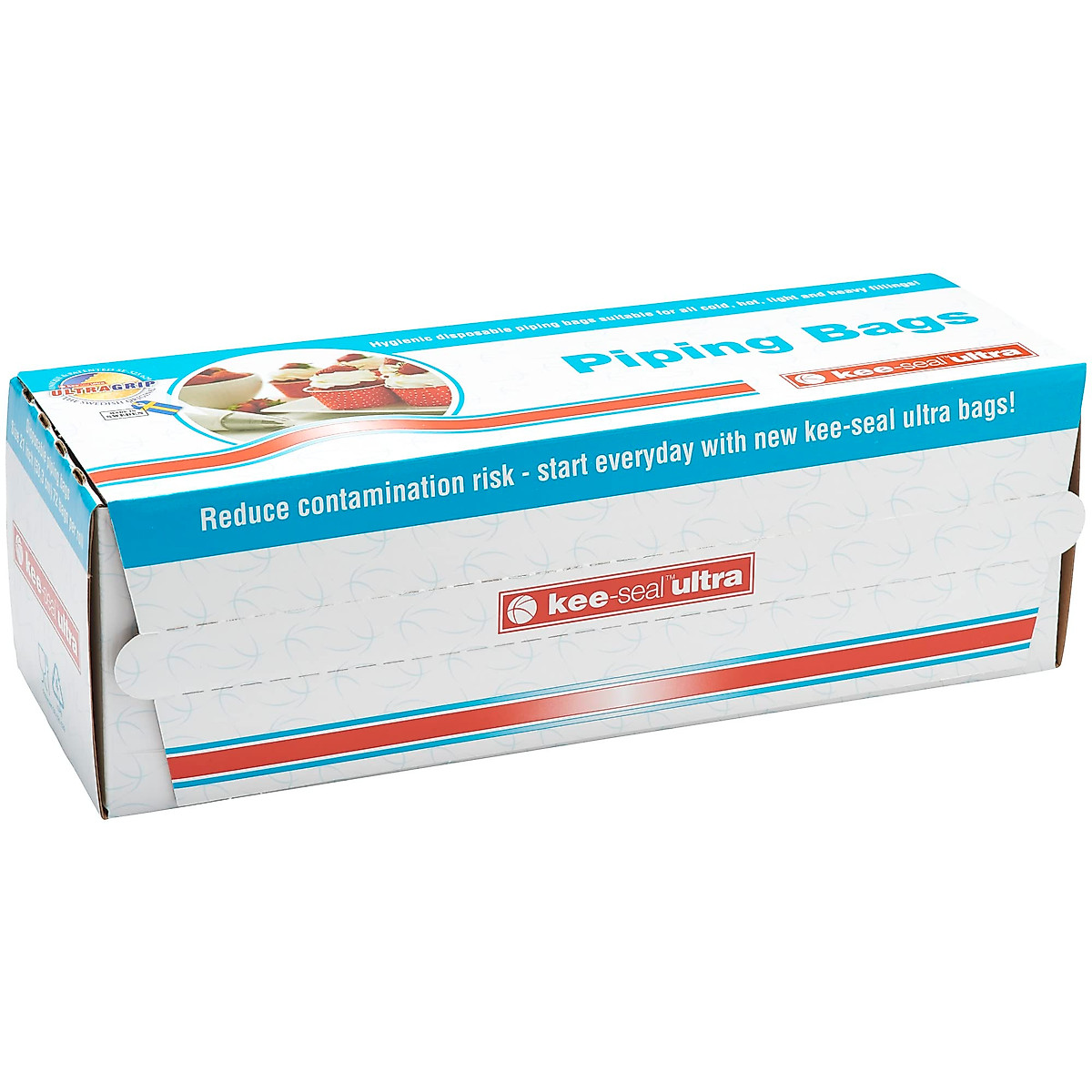 KEE-SEAL ULTRA Disposable Pastry Bags, Piping Bag with Non-Slip Outer Surface, Smooth-Flow Interior, Easy Tear Perforation, Convenient Dispenser Box, 18-Inch, Clear