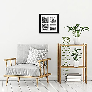 Americanflat 10x10 Collage Picture Frame in Black - Displays Four 4x4 Frame Openings - Engineered Wood Square Picture Frame with Shatter Resistant Glass, and Includes Hanging Hardware for Wall, 4 Count (Pack of 1)