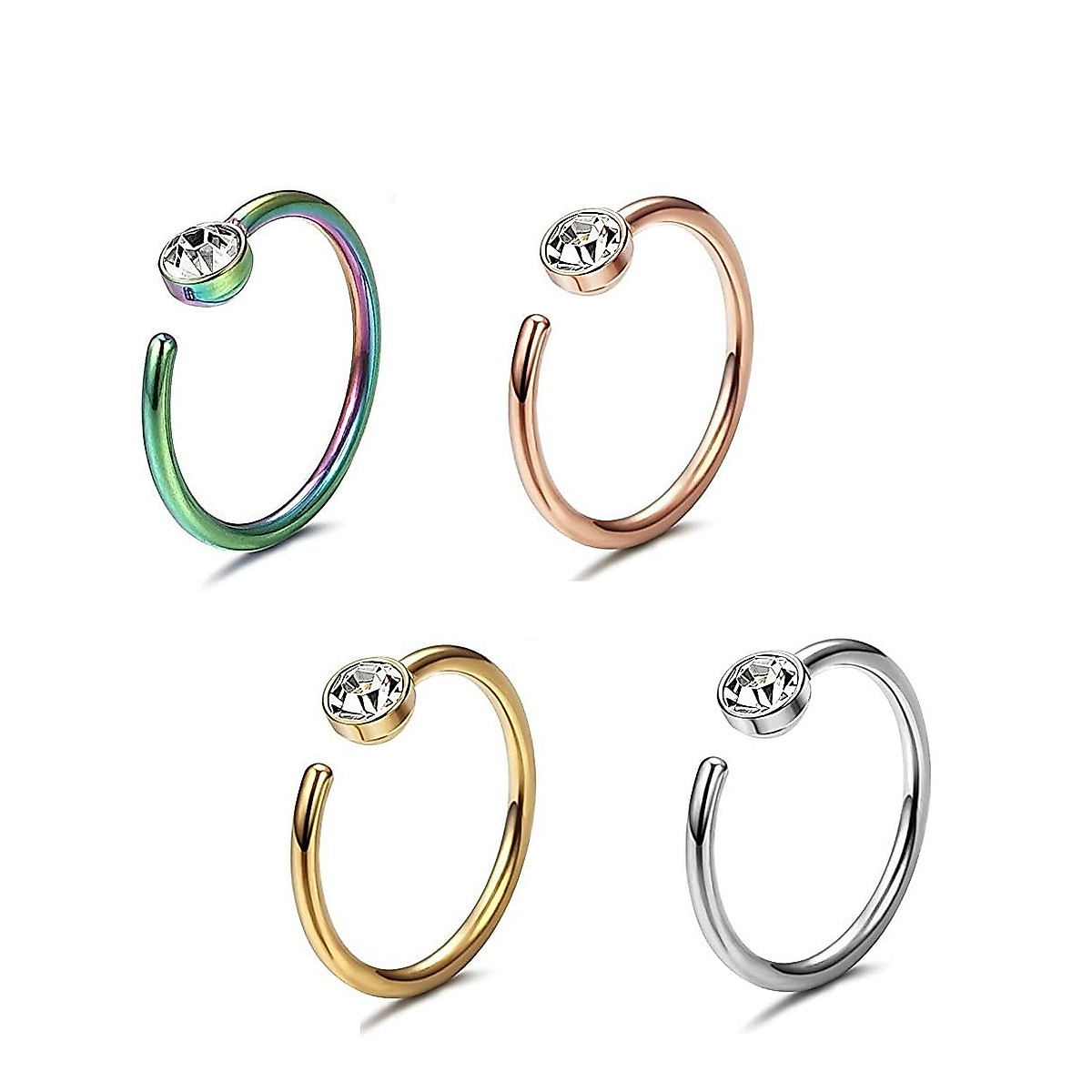 KOICCVQQ Charm Colour Nose Nail Studs Diamonds Body Piercing Opening Design Handmade Hypoallergenic Piercing Trinket Creative Personality Unique Set Water Drill Nose Nail Studs Gold