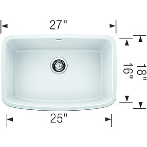 Valea 27 in. Single Bowl Kitchen Sink, White