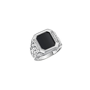 Rylos Designer Nugget Ring With Diamonds and Black Onyx Set in Sterling Silver Size 8