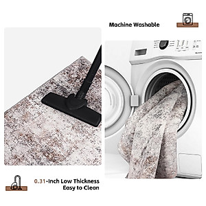 MTOUOCK Washable 8x10 Area Rugs, Modern Abstract Area Rug Washable with Non-Slip Backing, Modern Area Rugs 8 x 10 Area Rugs Indoor for Living Room Bedroom (8'x10', Gray/Rust)