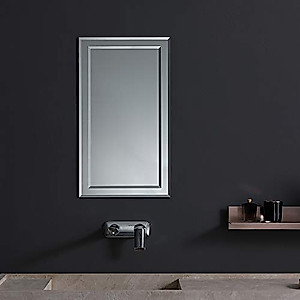 FRALIMK Mirror on Mirror Rectangular Beveled Edge Polished Frameless Rectangle Bathroom Decorative Wall Mirrors for Entryway, Living Rooms and Bedrooms, 15.75" x 27.56"