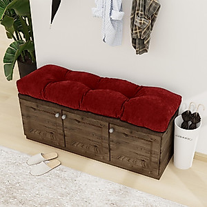 Lokex Bench Cushion,36x14 Inch Tufted Bench Cushions for Outdoor Furniture,Non-Slip Window Seat Cushions Indoor,Burgundy