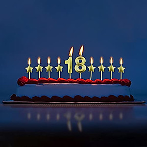 BEAN LIEVE Gold Birthday Candles - Golden Number 1 Cake Candle and Star Candles for Cake, Birthday Cake Candles Topper Decoration for Birthday、Wedding and Anniversary Party Celebration (Gold 1)