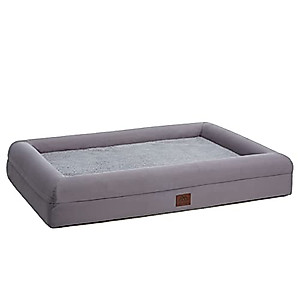 Eterish Orthopedic Dog Bed for Large Dogs (3 inches Thick) Plush 4 Sides Pet Bed L Grey Large (Pack of 1)