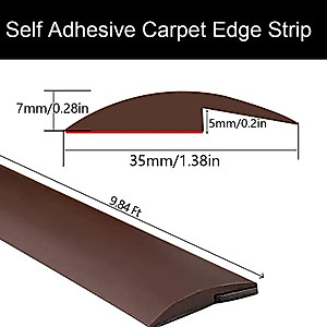 Floor Transition Strip Self Adhesive,PVC Carpet to Tile Flooring Transition Strip,Vinyl Flexible Flooring Transition Strip for Carpet Threshold Transition Strip(5mm,9.84FT,Brown)