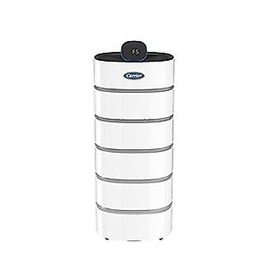 Carrier Smart Air Purifier Includes HEPA Filter and Air Quality Sensor, AHAM Verified for Rooms up to 560 Sq. Ft. with 360 Degree Filtration, White, 31.5 Inches (RMAP-SXL)
