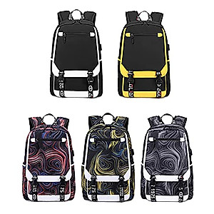 JiaYou Boys Backpack High Middle School Bag Laptop Casual Daypack with USB charging port for Men College Students(White Black,25 Liters)