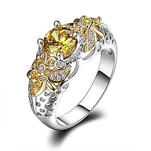 Phetmanee Shop 925 Silver Queen of Bee Butterfly Citrine Gem Ring Wedding Engagement Wholesale (6)